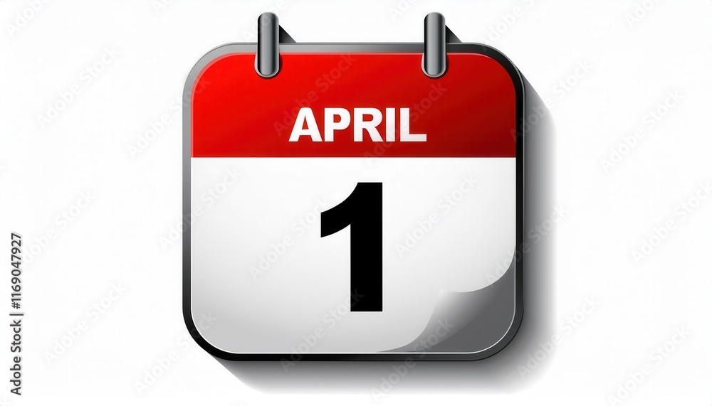 April 1 Red Calendar Icon Depicting April Fool's Day in Bold Numbers ...