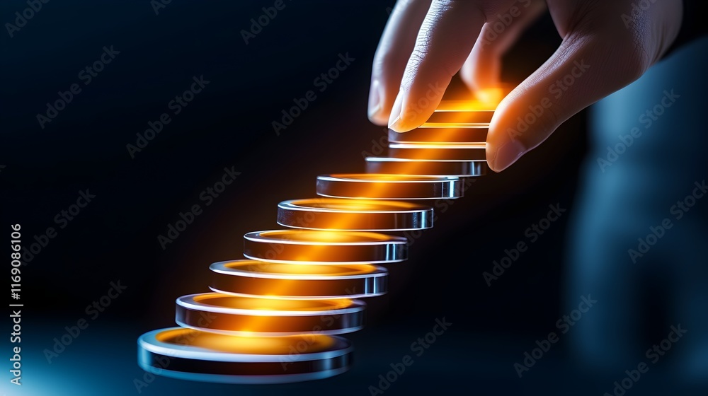 Step-by-step success path, showing key stages of a business journey, 3D ...