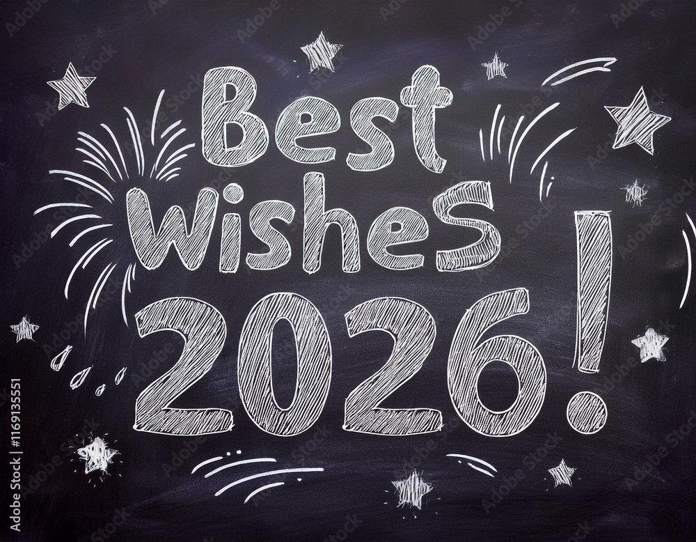 Fotografie best wishes for 2026 text number new year handwritten ...