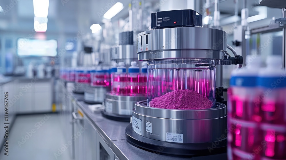 Industrial spray dryer converting liquid medications into powder form ...