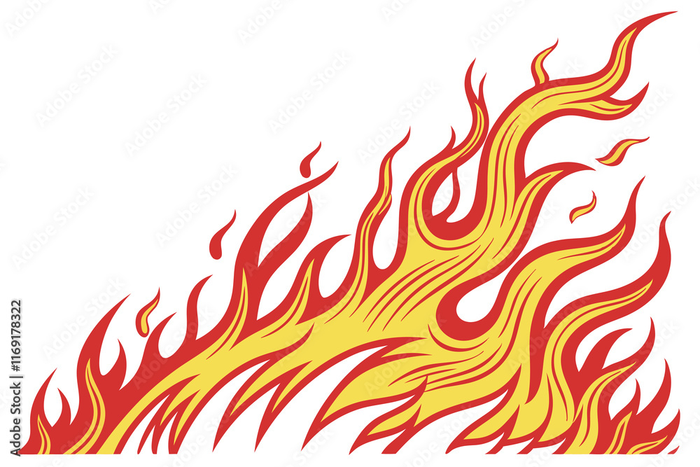 A bold and dynamic flame fire border frame, with sharp, jagged edges ...