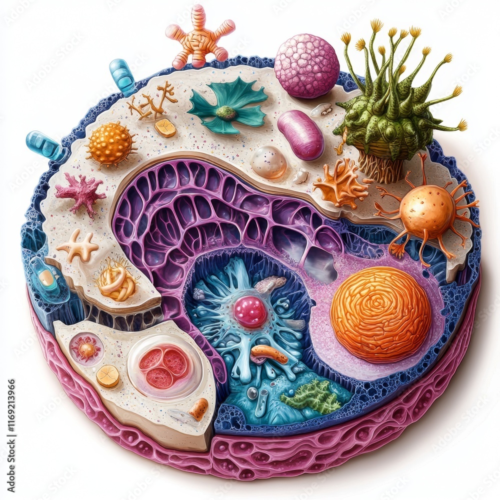 Stunning Cross-Section of a Eukaryotic Cell: Detailed Illustration of ...