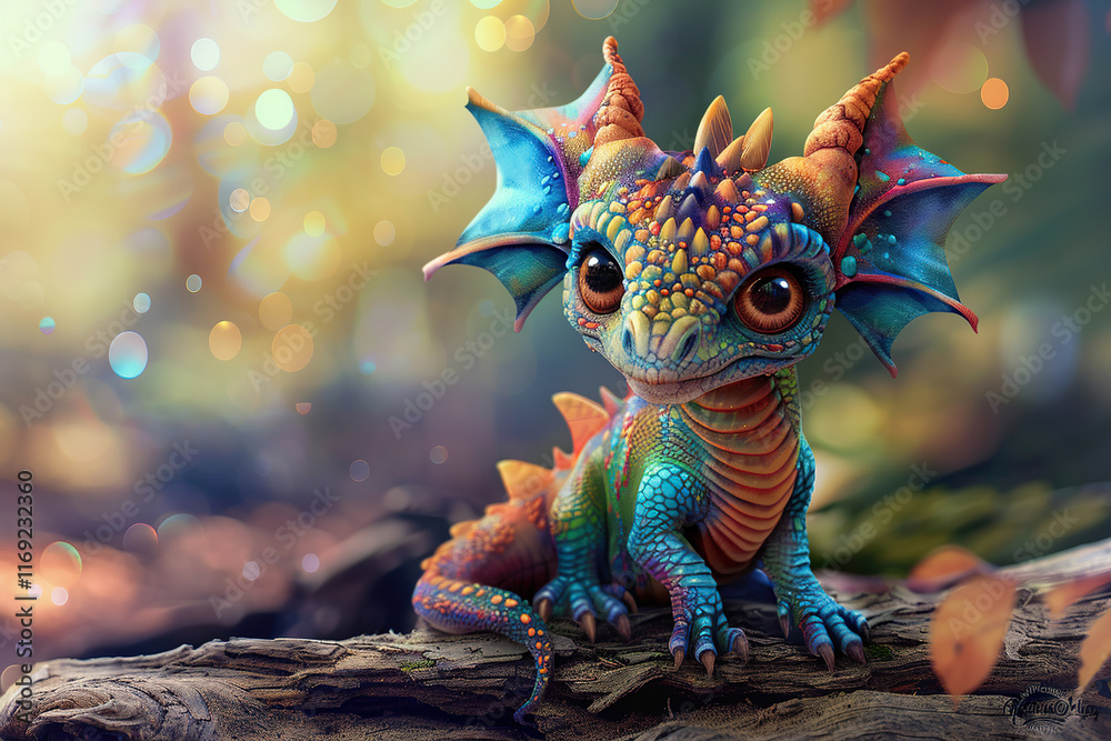 Fantastically beautiful mythological dragon with big wide wings ...