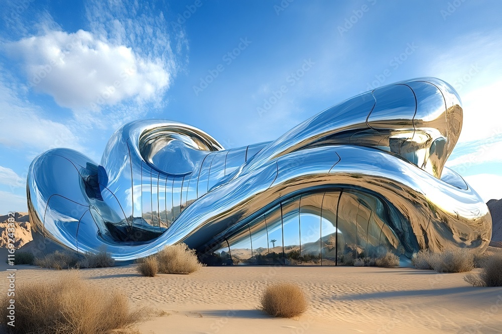 Modern, chrome architecture blends seamlessly with the arid beauty of ...