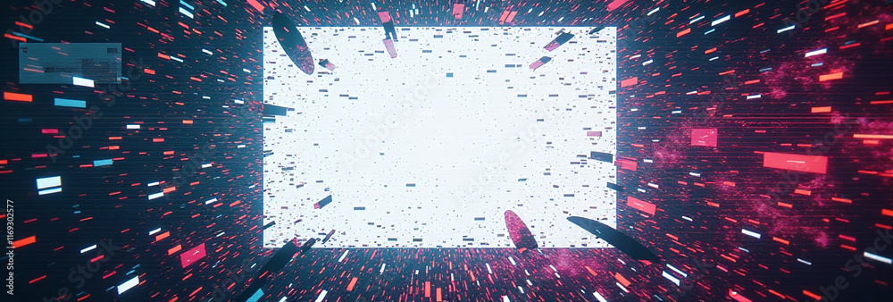 distorted pixels mar futuristic white noise backdrop damaged video game ...