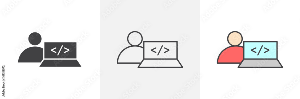 Programmer icons in black and colored versions Stock Vector | Adobe Stock