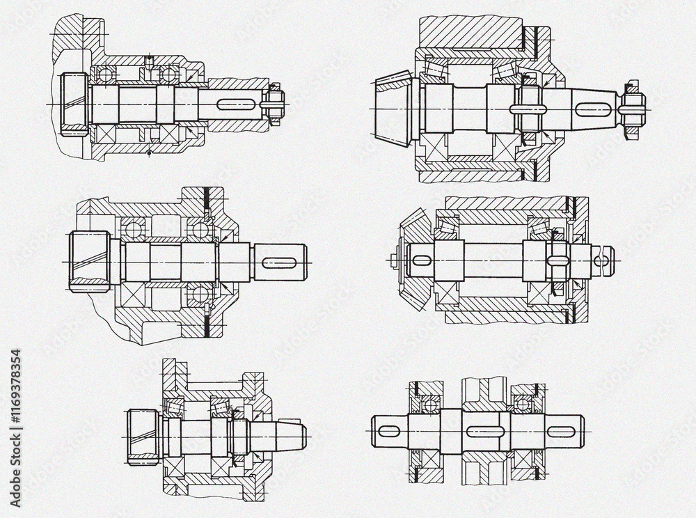 Shaft or screw of reducer, gearbox, engine. Engineering mechanical ...