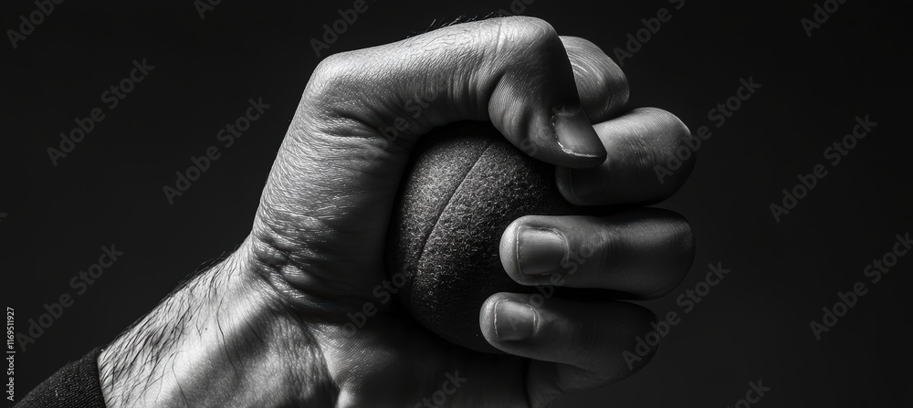 Black and White Anxiety Concept: Hand Gripping Stress Ball with Veins ...