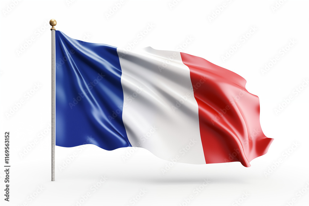 French Flag on White Background – High-Quality Image of the Iconic Blue ...