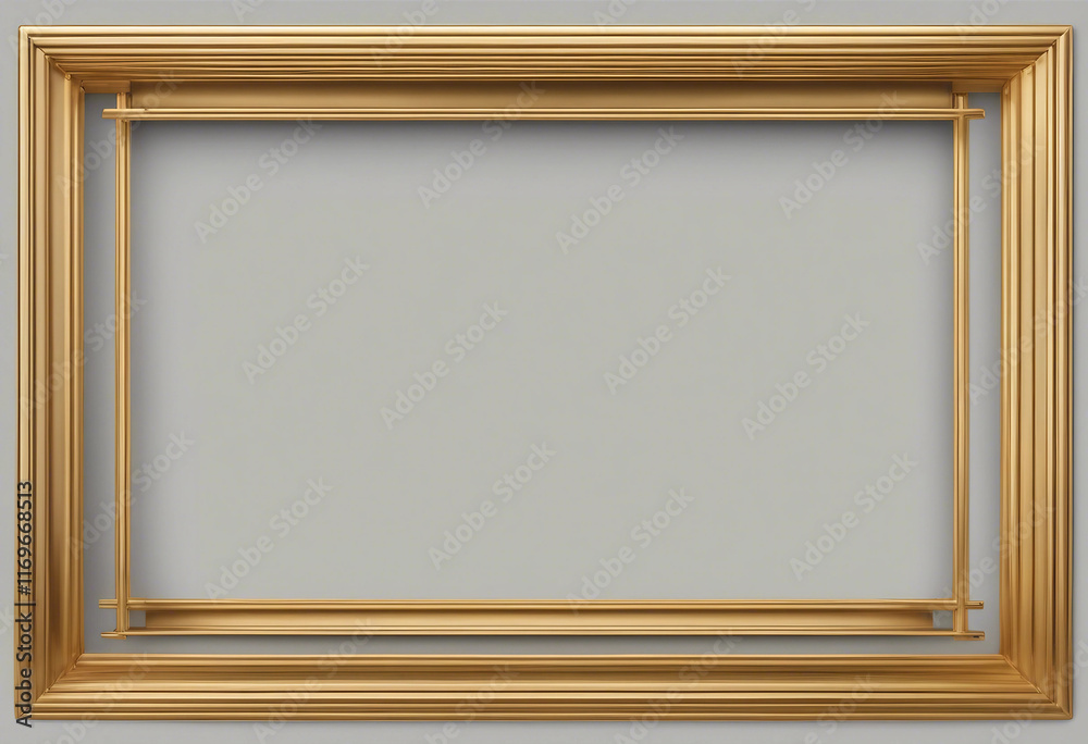 Double line rectangle golden frame isolated on transparent background ...