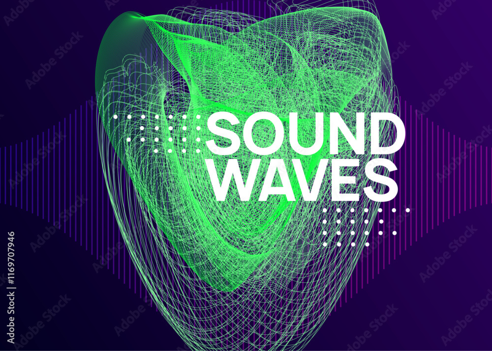 Edm Flyer. Electronic Audio Invitation. Night Club Poster. Green Sound ...