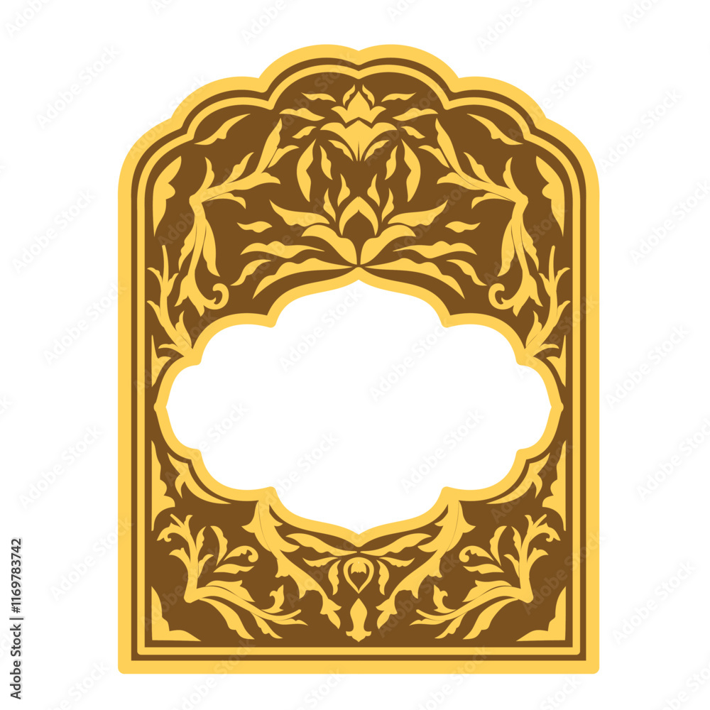 Vintage Luxury gold Arabic islamic border frame with header copy space ...