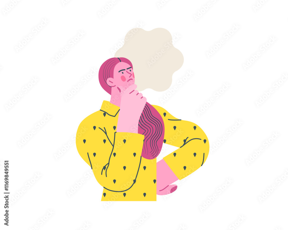Thinking people, modern flat vector concept illustration- woman ...