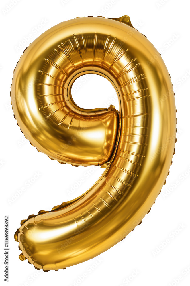 High-Quality PNG gold number nine balloon on transparent background ...
