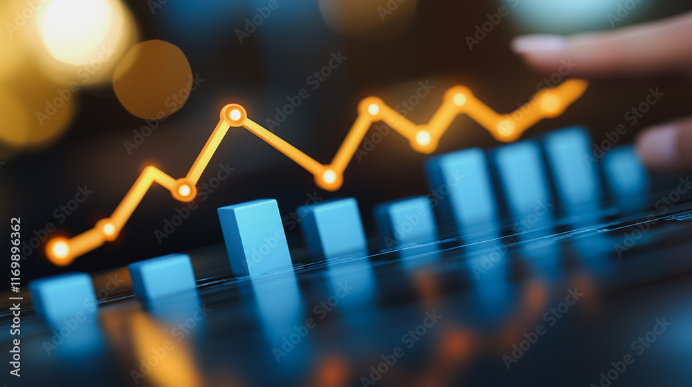 Person is pointing at a graph with a downward trend. The graph is made ...