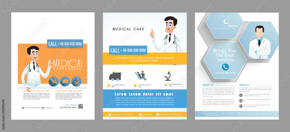 Modern healthcare and medical flyer or poster design layout, leaflets ...