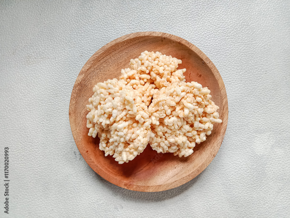 Rengginang or rice cracker, traditional snacks made from glutinous rice ...