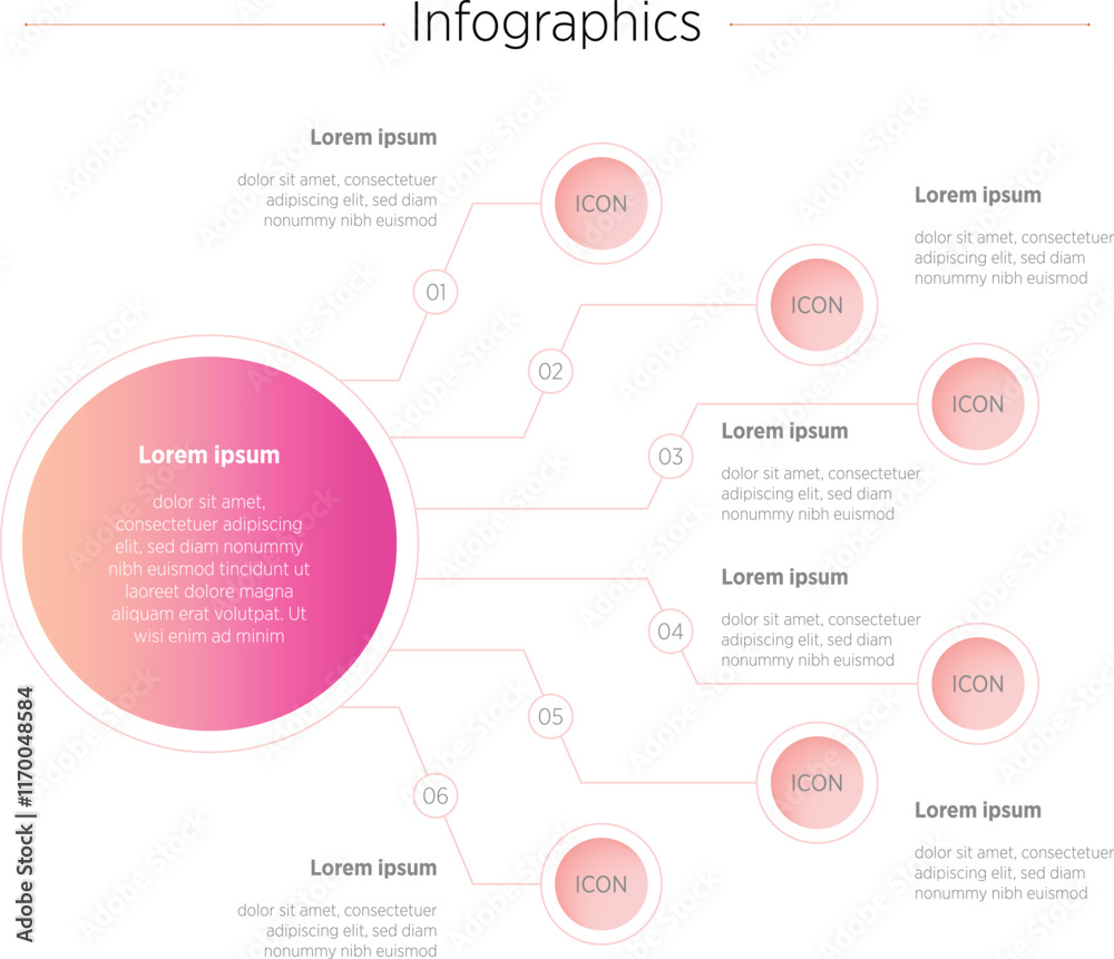 Colorful Vector Infographic Label Design With Circle Infographic Template Design And 6 Options