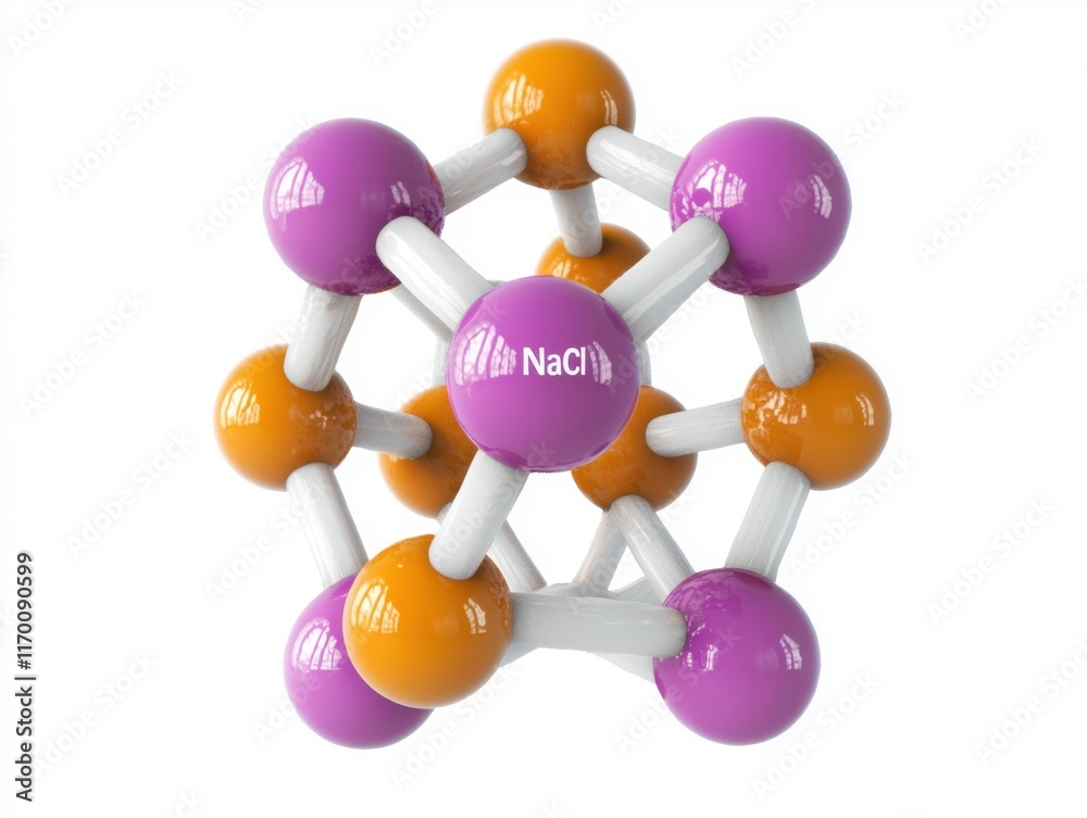 Colorful Model of Sodium Chloride Crystal Structure With Atoms Stock ...