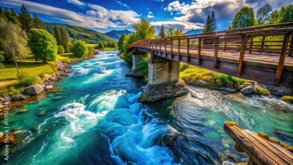 Norway's majestic Billingen bridge, a vibrant blue river below ...