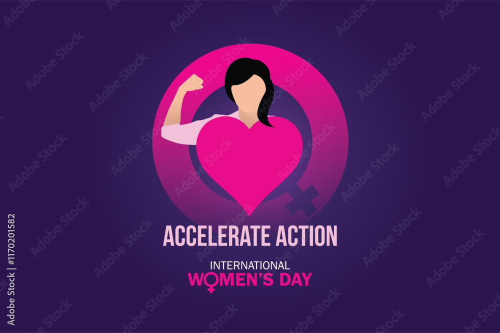 International women's day concept poster. Woman sign illustration background. 2025 women's day ...