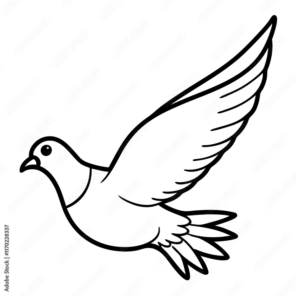 Cute Silhouette of a Pigeon line art vector cartoon illustration Stock ...