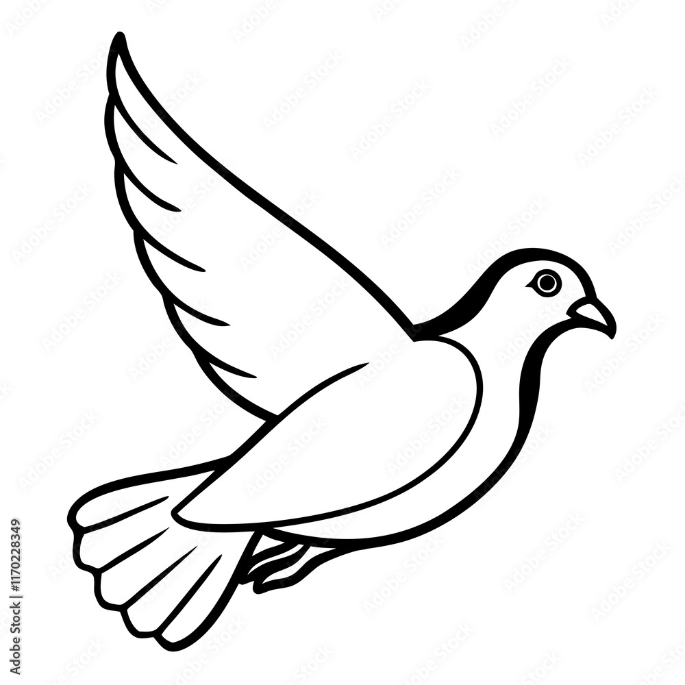 Cute Silhouette of a Pigeon line art vector cartoon illustration Stock ...