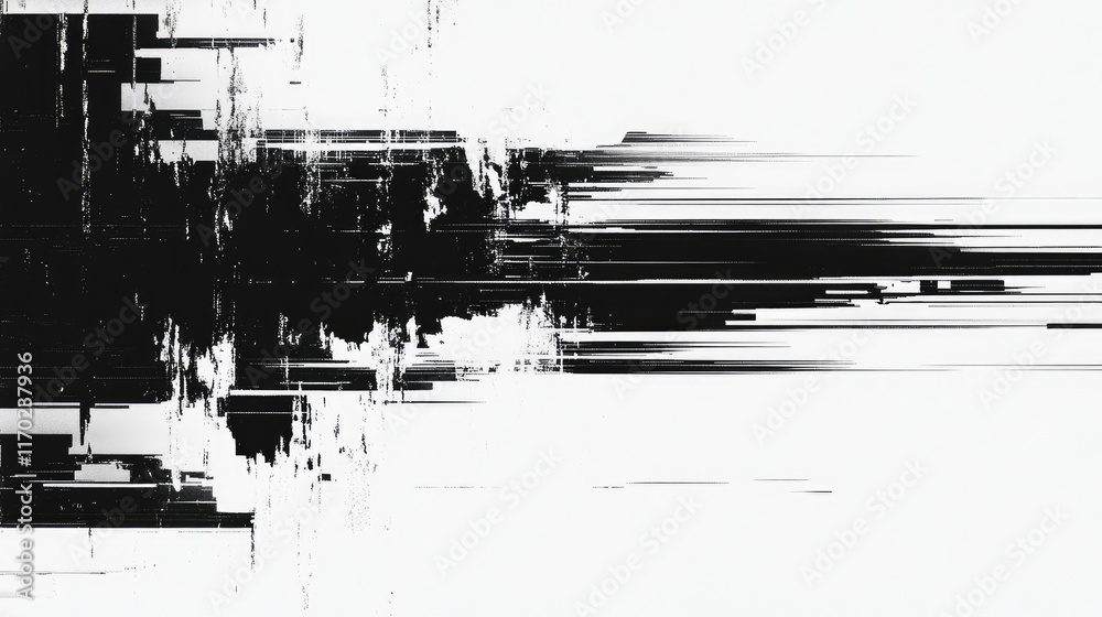 Black and white motion distortion glitch effect, interlaced monochrome ...