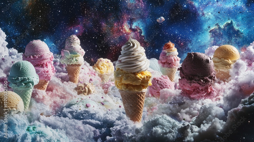 4k ultra realistic beautiful galaxy of all teh different kinds of ice ...