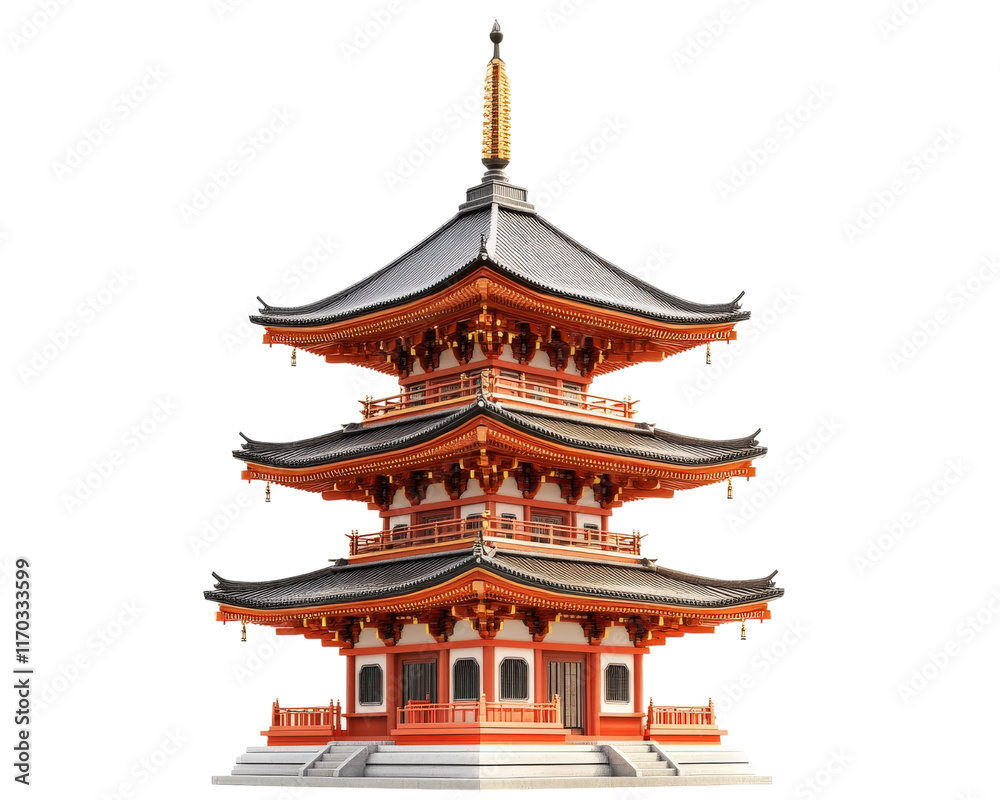 traditional Japanese pagoda with multi tiered roof, showcasing ...
