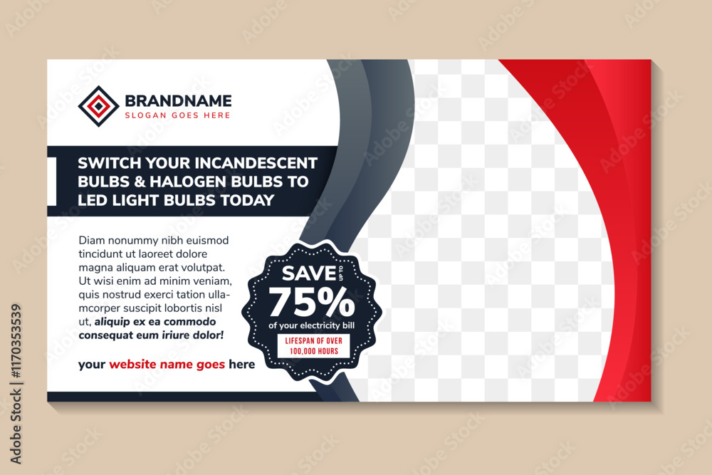 LED light bulb flyer on horizontal layout, Simple And Smart. treatment ...