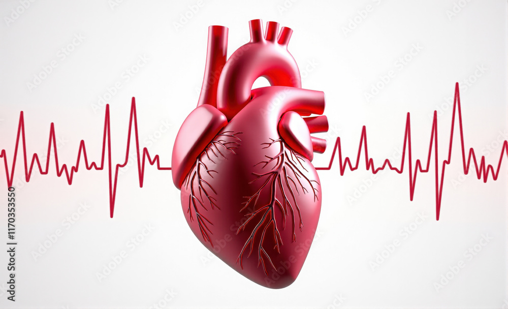Human Heart Anatomy transparent with heartbeat and ECG Waveform, Visual ...