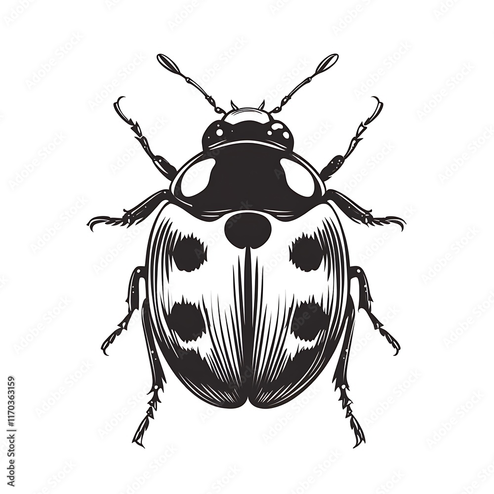 Vector line drawing of a ladybug. Stock Illustration | Adobe Stock