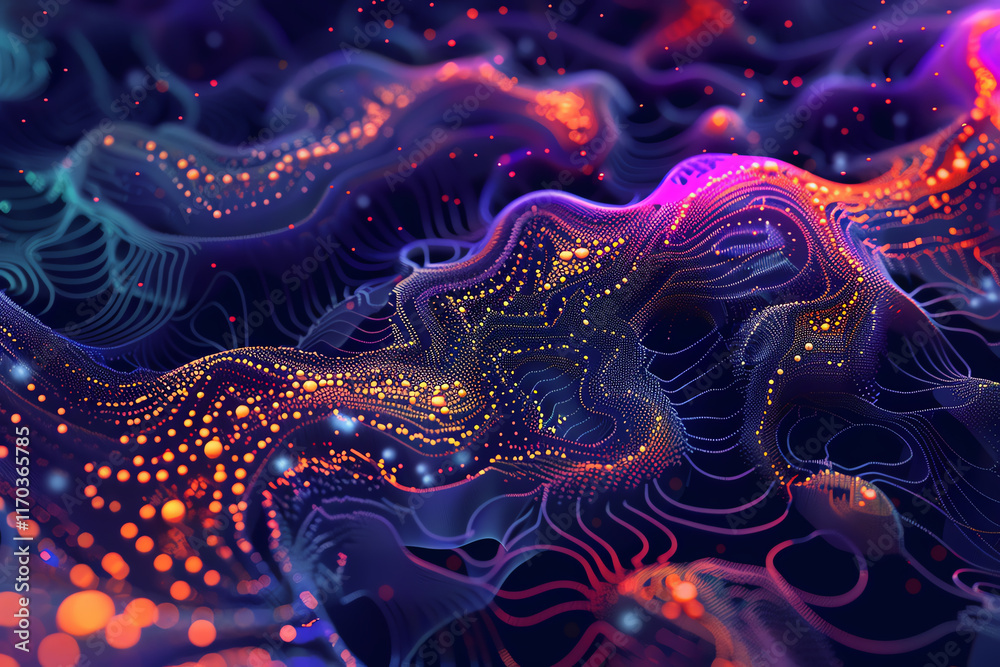 Create a surreal scene of a neural network forming intricate patterns ...