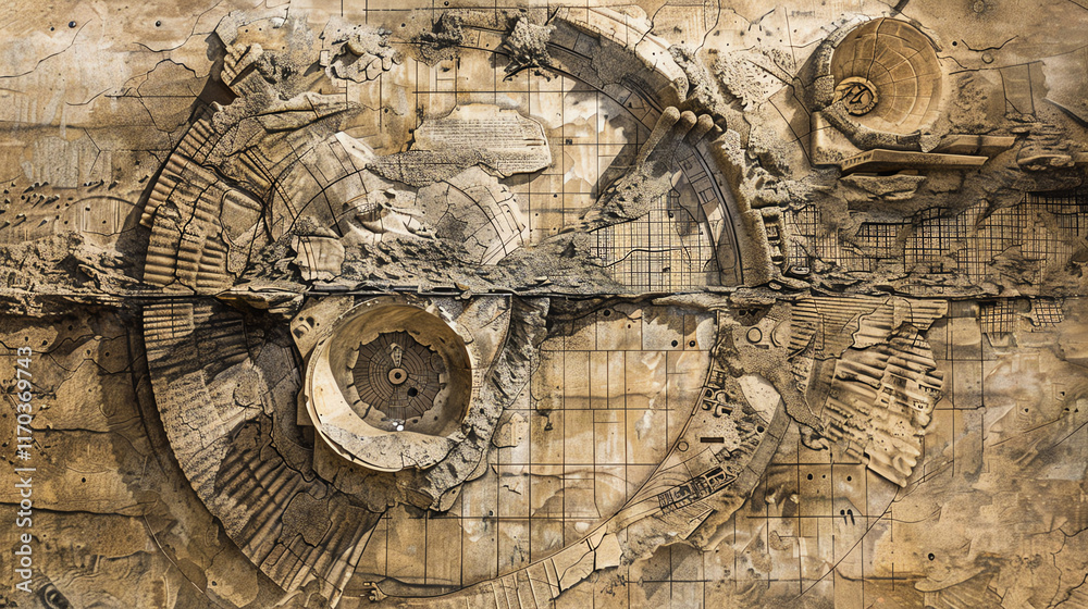Illustration Stock Visualize a dynamic clash of past and future as ...