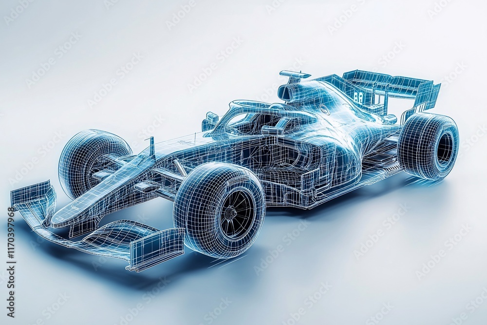 Ilustrace Blueprint of a Formula 1 Race Car: Design and Innovation ve ...