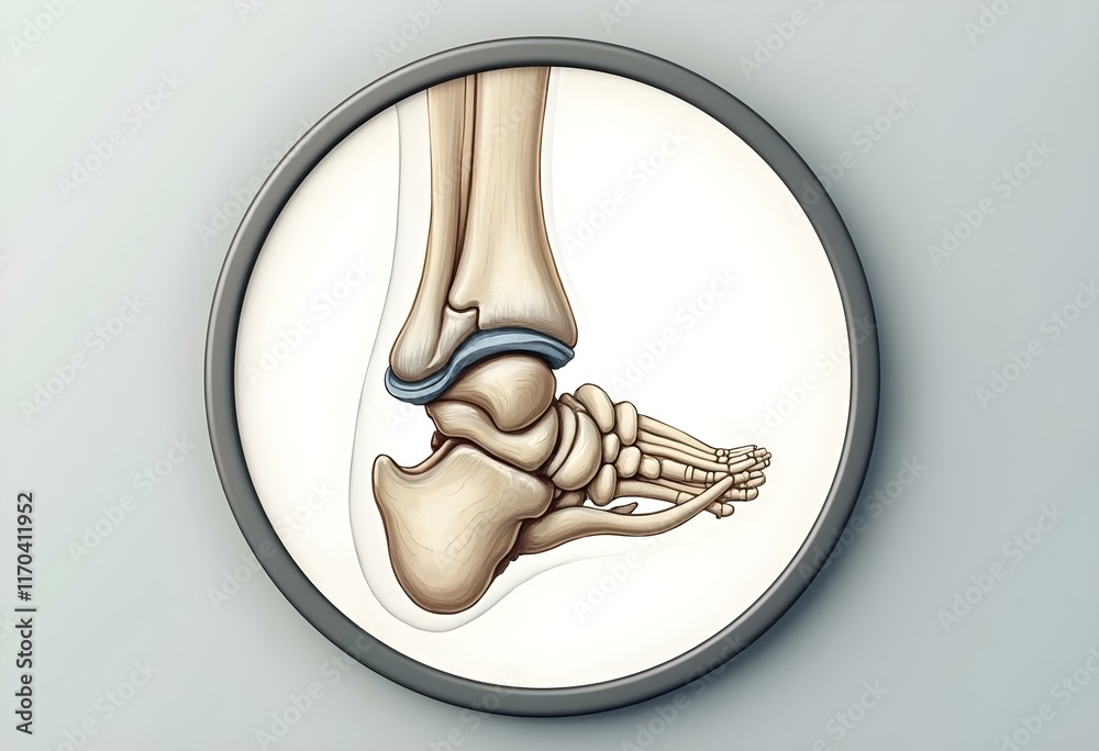 Detailed Anatomical Illustration of the Human Ankle Joint Showing Bones ...