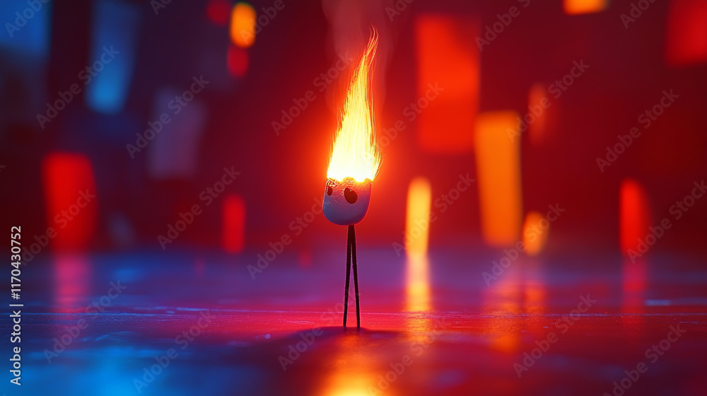 Stock-Illustration „Burning match animation with fire flame burn ...