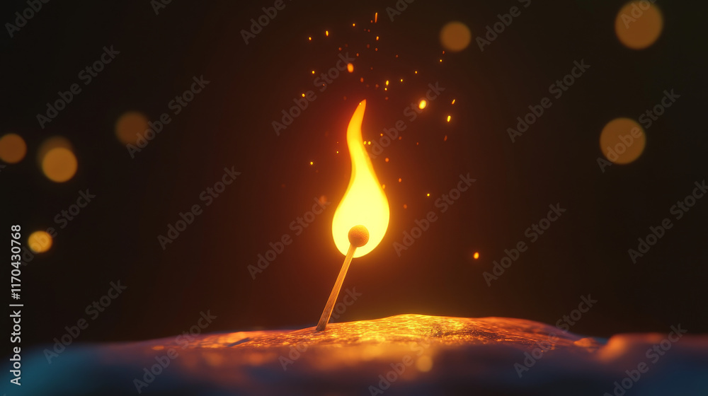 Ilustración de Stock Burning match animation with fire flame burn sequence, vector cartoon ...