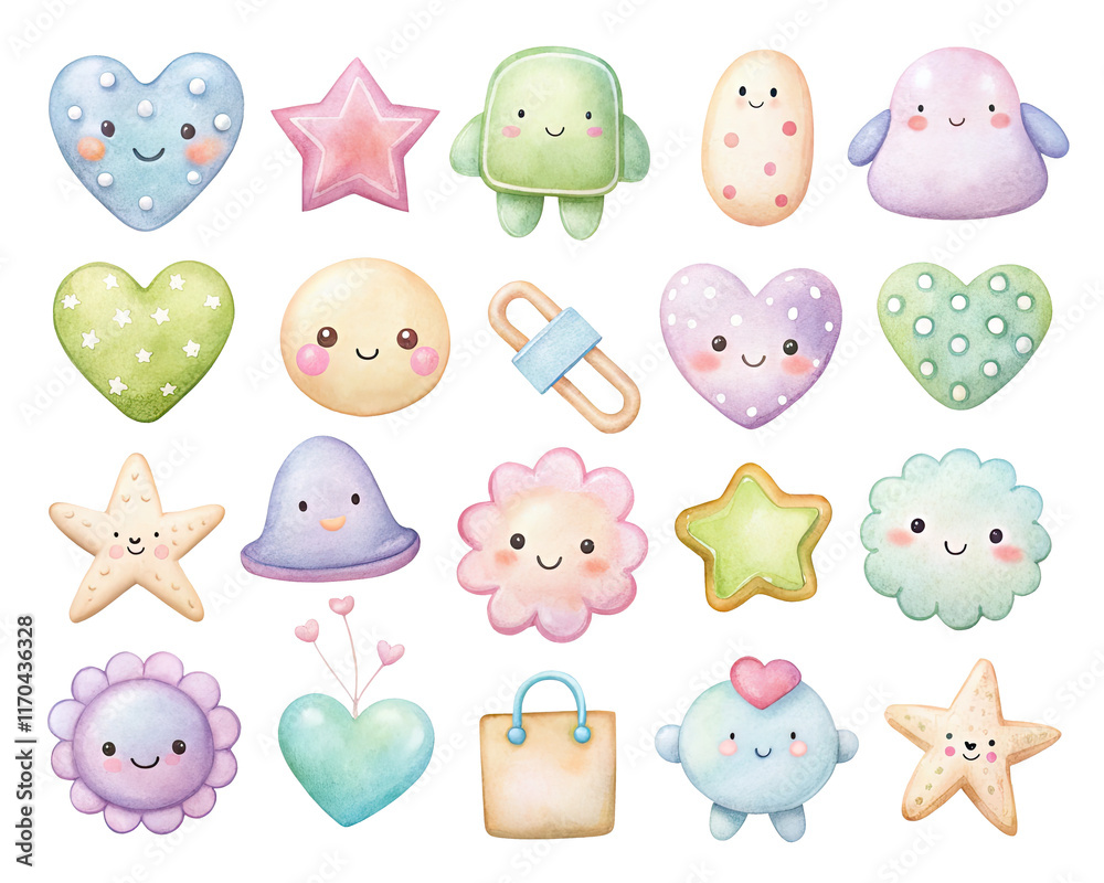 cartoon clip art collection pastel colors Stock Illustration | Adobe Stock