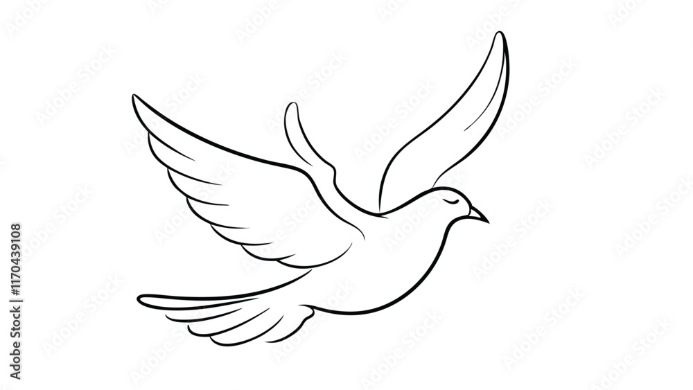 dove line art style vector illustration Stock Vector | Adobe Stock