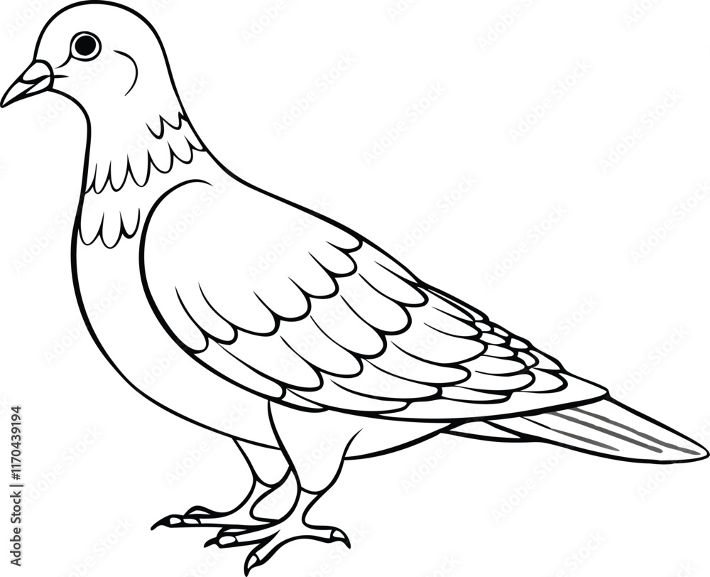 dove line art style vector illustration Stock Vector | Adobe Stock