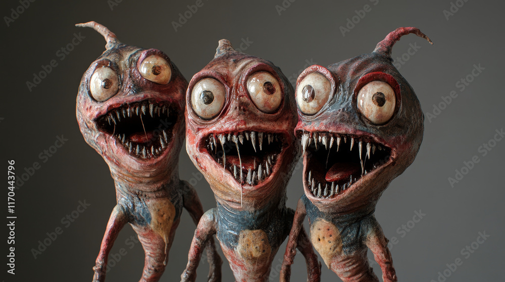 Ilustración de Stock Cartoon funny fluid alien monsters with tentacles ...