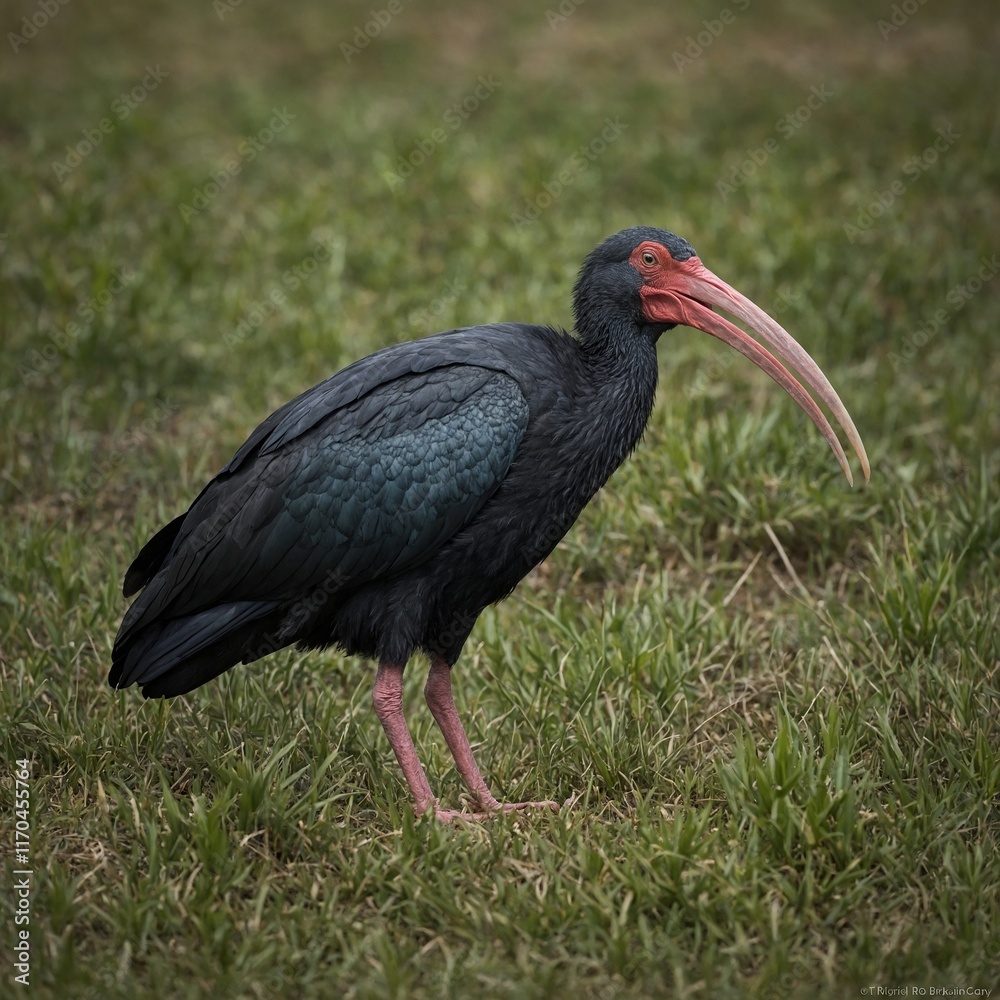 What makes the Northern Bald Ibis unique among ibis species? Stock ...