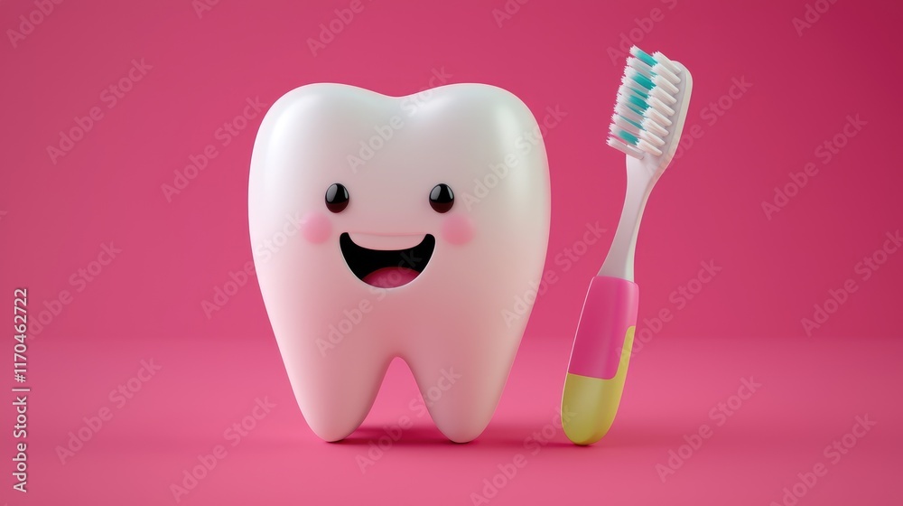 Ilustración de Stock Tooth brushing action cute cartoon tooth fun 3d ...