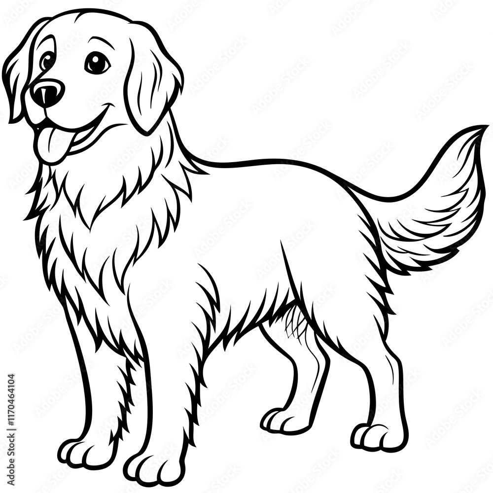 Golden Retriever Coloring Page for Kids Stock Vector | Adobe Stock