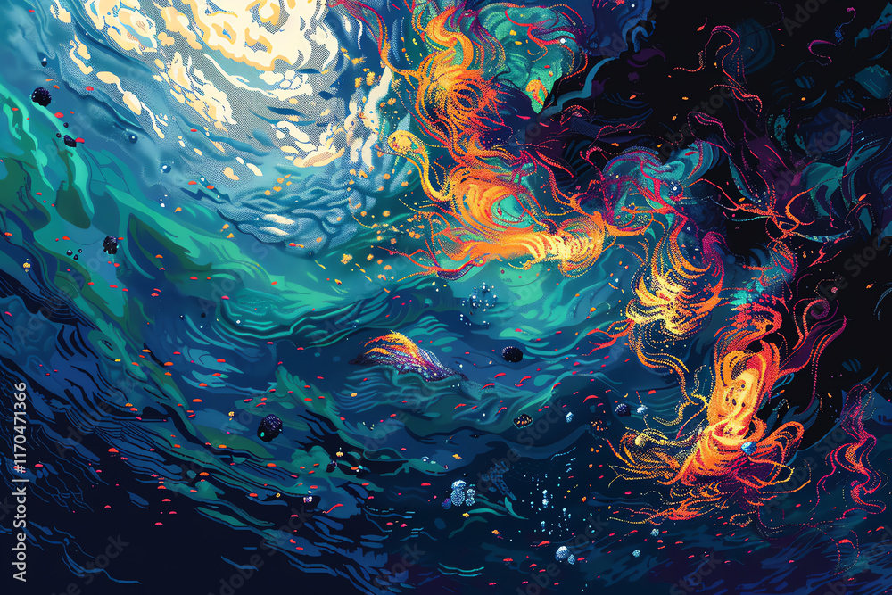 Infuse the tranquility of underwater scenes with an abstract twist ...