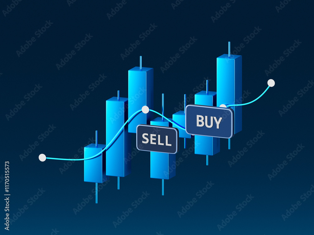 Stock trading finance investment on 3d graph background with growth ...