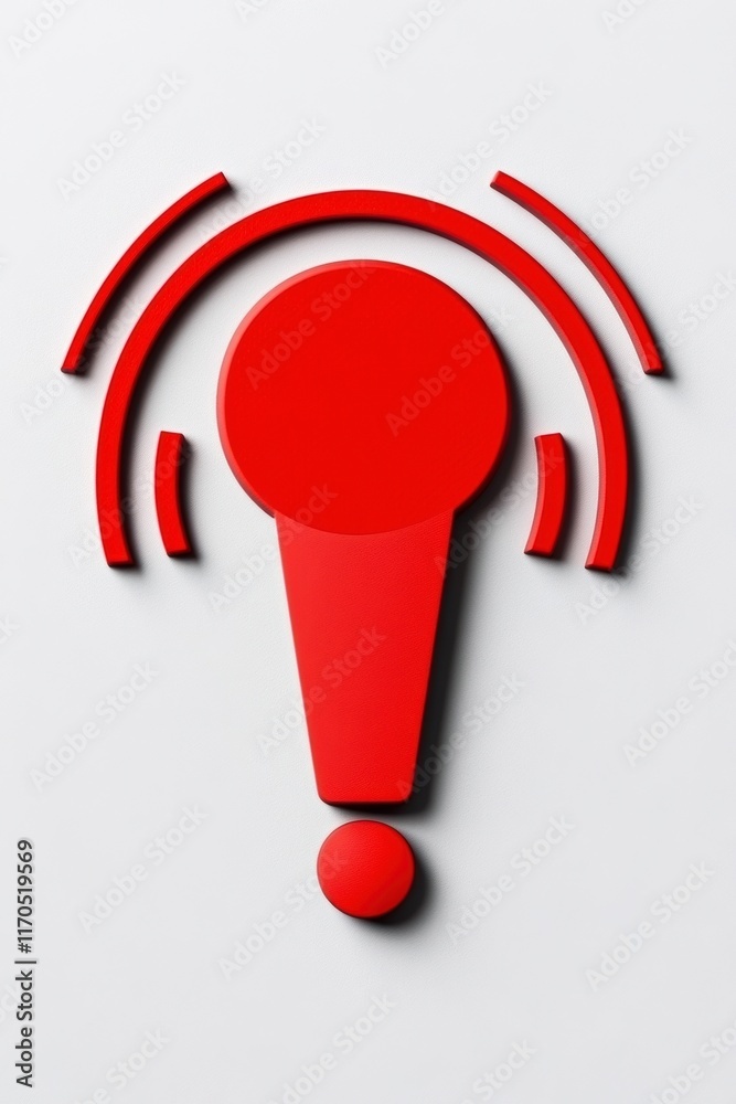 Red alert symbol on a white background, representing caution and ...