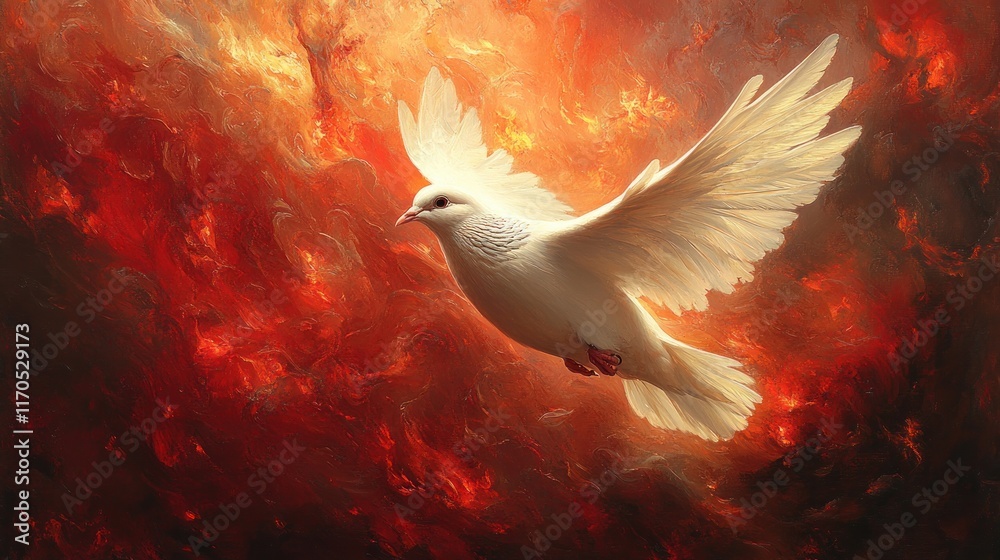 Holy Spirit Dove in Vibrant Flames Abstract Art for Pentecost Sunday ...